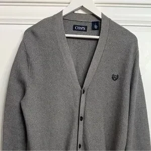 Chaps | Sweaters | Chaps Sz Medium Grey Vneck Button Up Cardigan With 2 ...